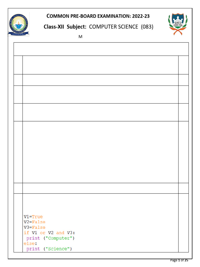 PT SC Ms Class Xii Isg Cpbe 2023 | PDF | Table (Database) | Software Engineering