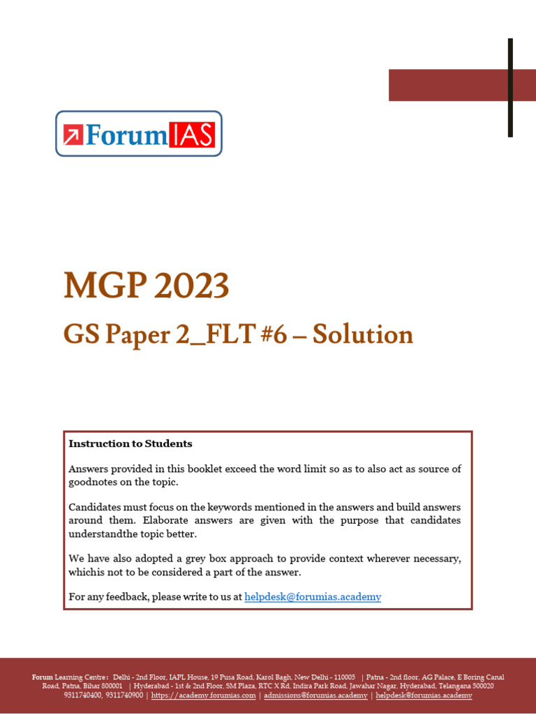 Mgp 2023 Gs Paper 2 Flt 6 Sol Eng | PDF | Capital Punishment | Governance