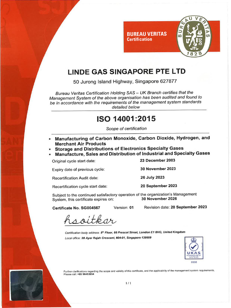 ISO 14001 UKAS Certificate Expire 30nov26 | PDF