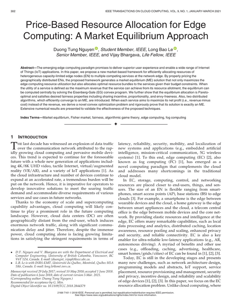 Ref 14 Price Based Resource Allocation For Edge Computing A Market