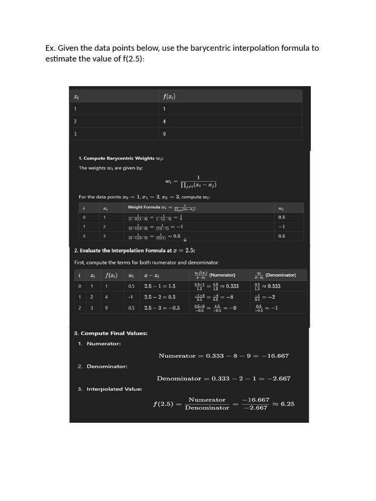 Ex. barycentric Interpolation | PDF Ex. barycentric Interpolation | PDF