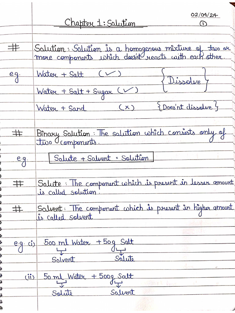 1 1 Solution Notes Coaching Pdf