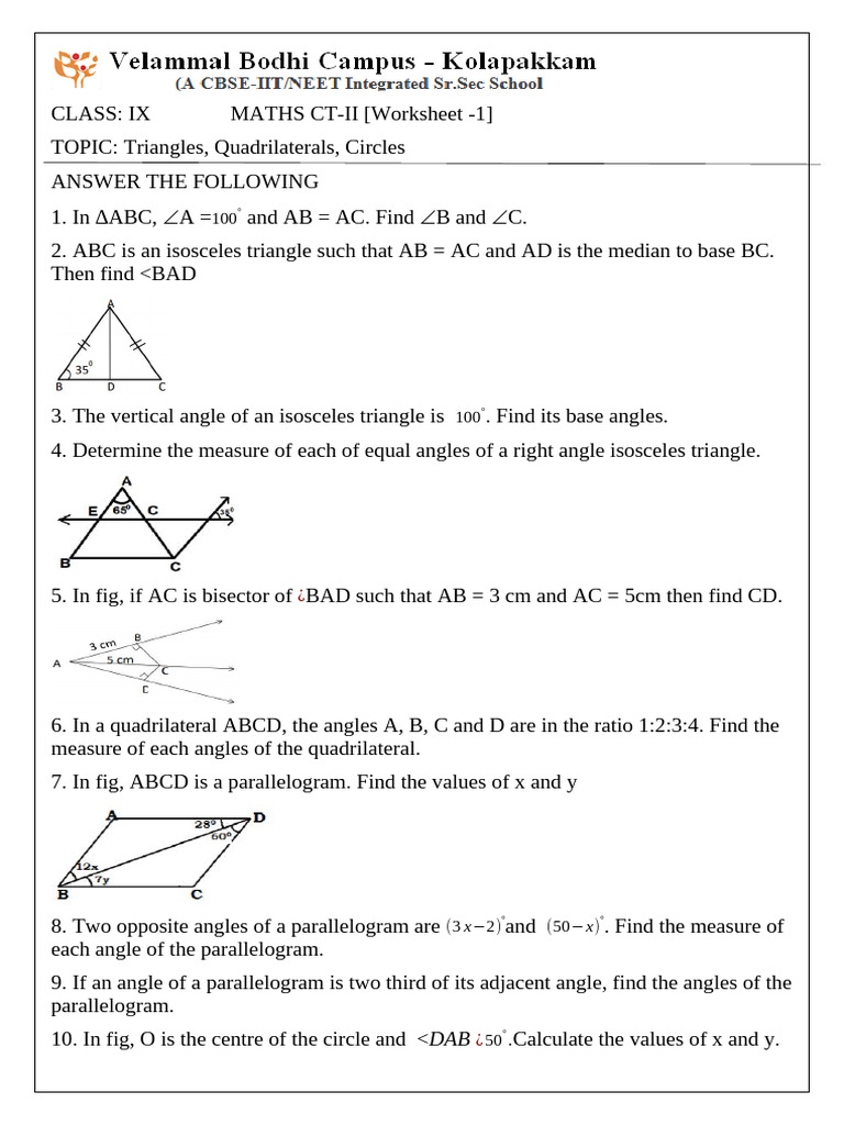 Class 9 Ct-Ii Worksheet-1 | PDF