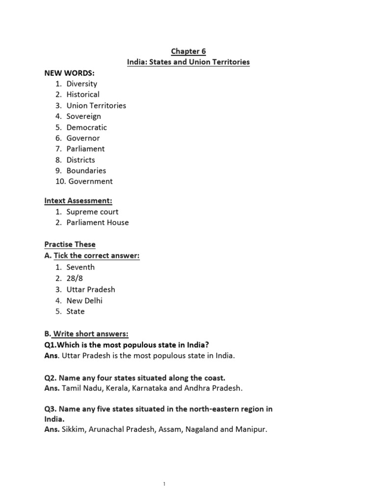 Indian States and Union Territories Overview | PDF
