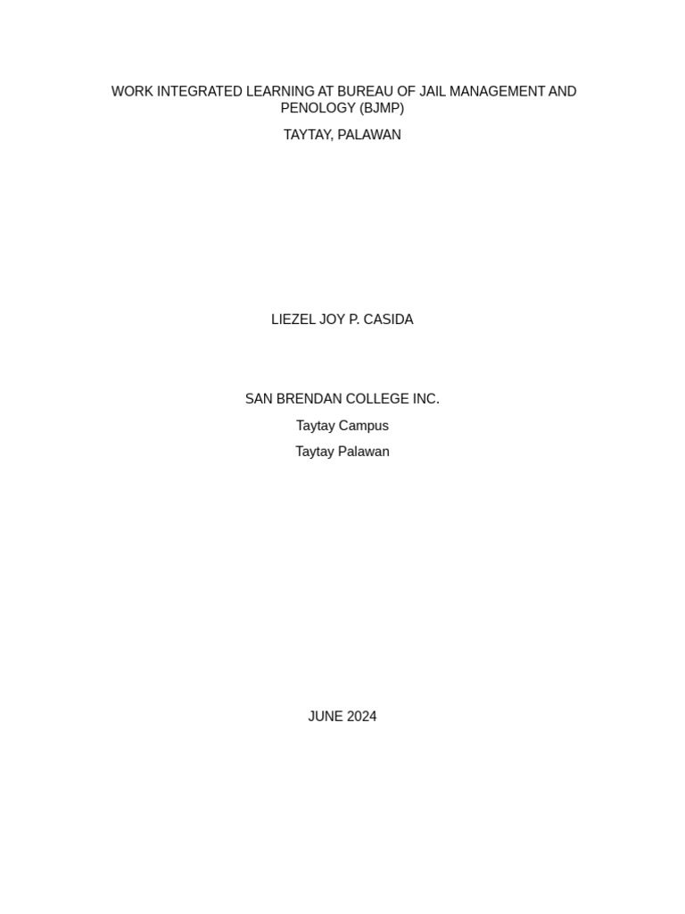 Liezel BJMP NARRATIVE REPORT | PDF | Prison | Rehabilitation (Penology)