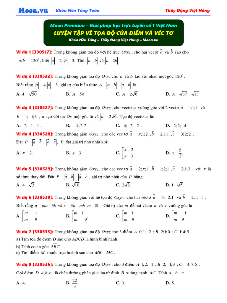 De Luyen Luyen Tap Ve Toa Do Diem Va Vec To Trong Khong Gian 10837146 531202491224AM | PDF