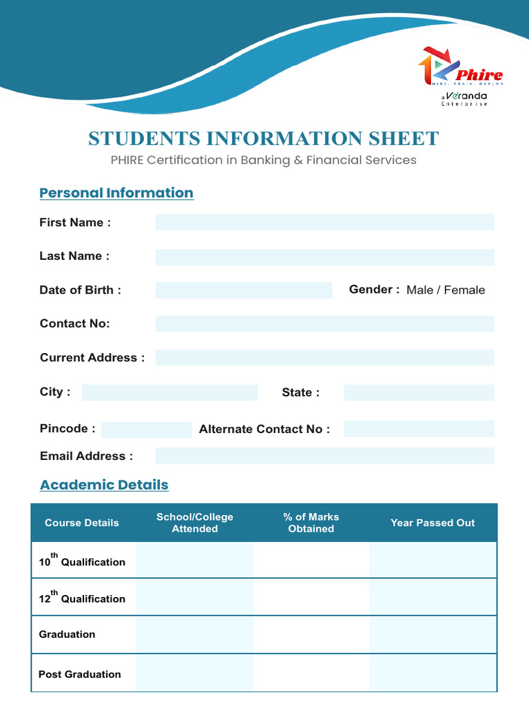 Student Information Sheet-FInal | PDF