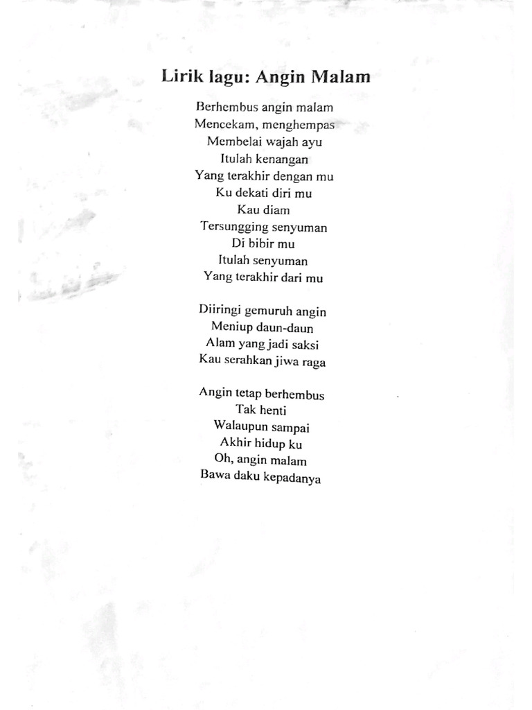 Lirik Lagu Angin Malam | PDF