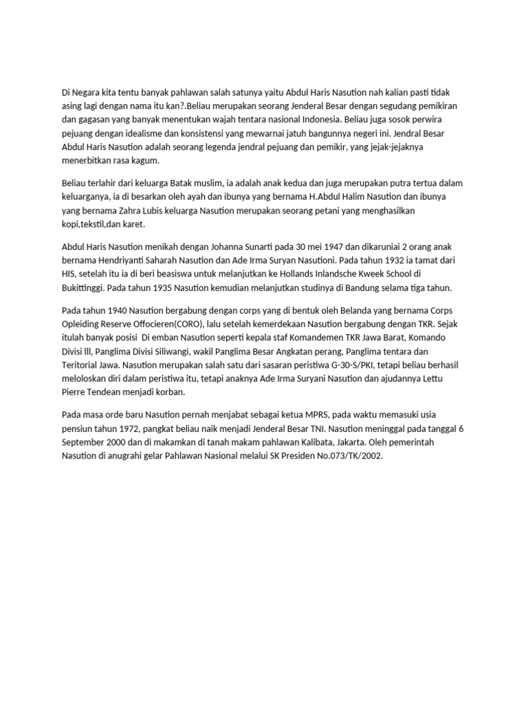 Biografi Jenderal A.H Nasution | PDF