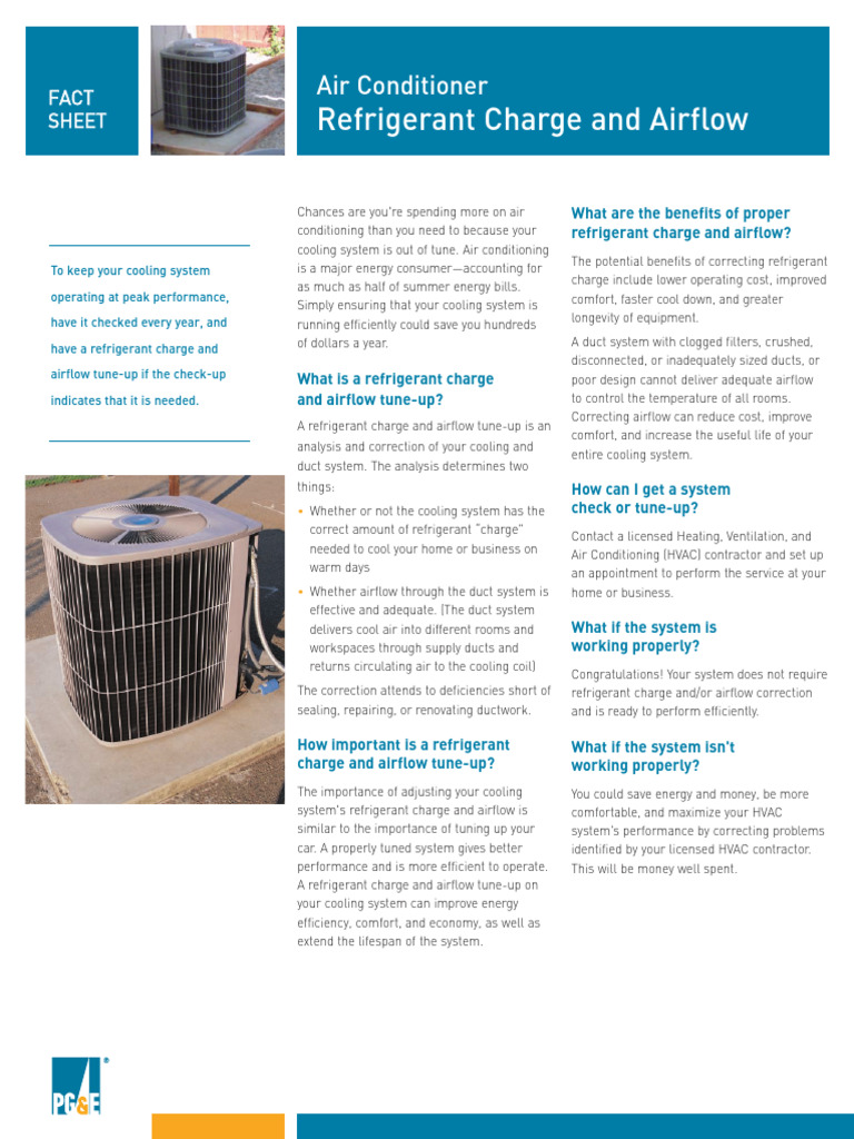 Ac Charge Airflow Fact Sheet | PDF | Air Conditioning | Energy Technology