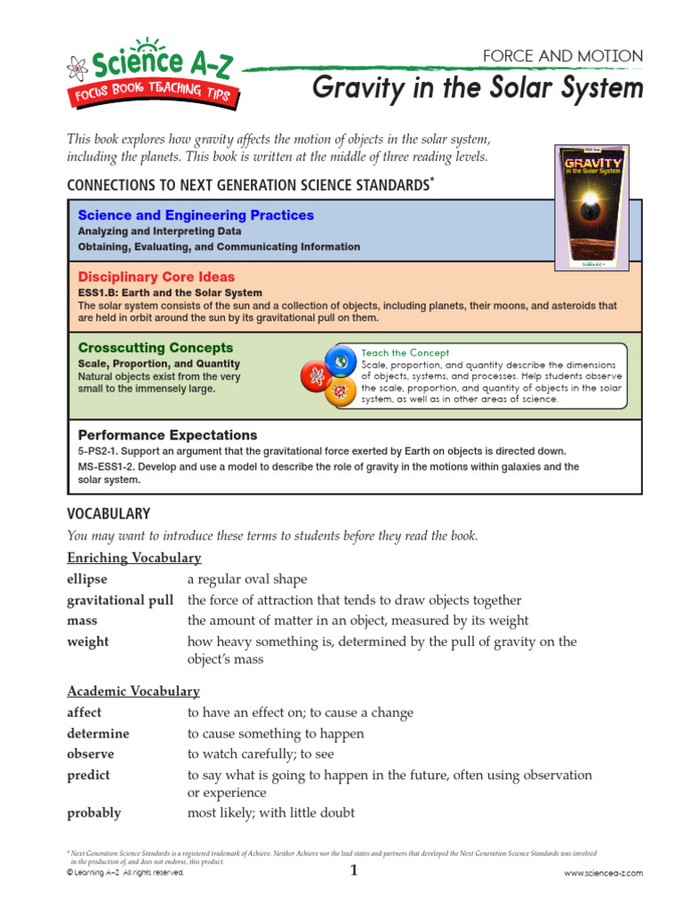Forceandmotion 5-6 Fbtips Gravity Solar System | PDF | Gravity | Weight