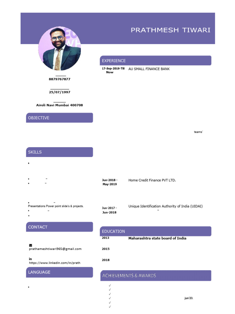 Prathmesh Tiwari CV - FY 24 | PDF | Economies | Business