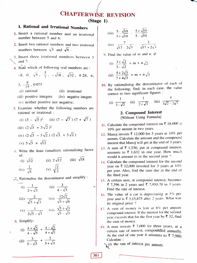 Stage Question Math Selina | PDF | Rational Number | Mathematical Notation
