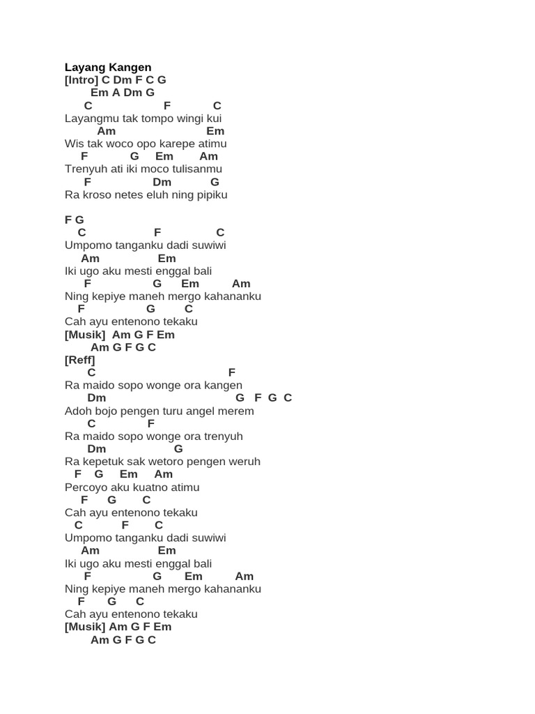 Chord Layang Kangen | PDF
