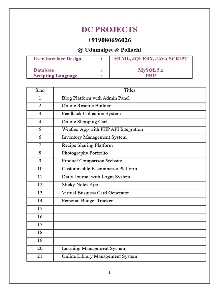 Dc Projects | PDF | Php | Websites