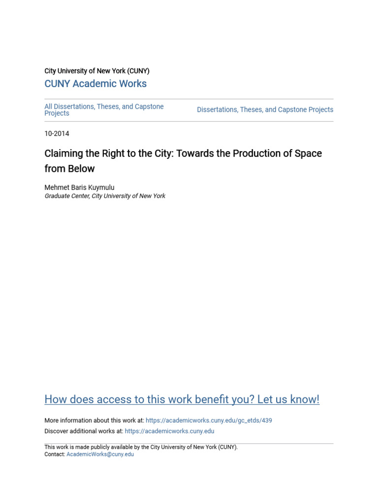 Right to the City: Space Production Insights | PDF | Neoliberalism ...