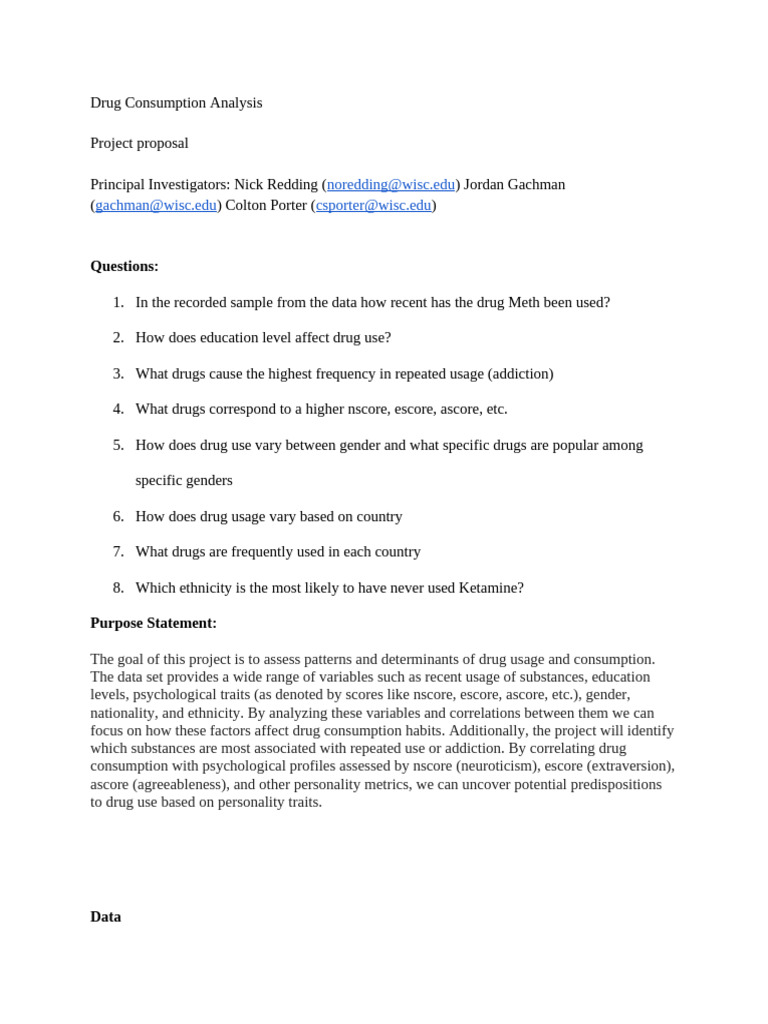 Econ 570 Project Proposal | PDF | Substance Abuse | Drugs