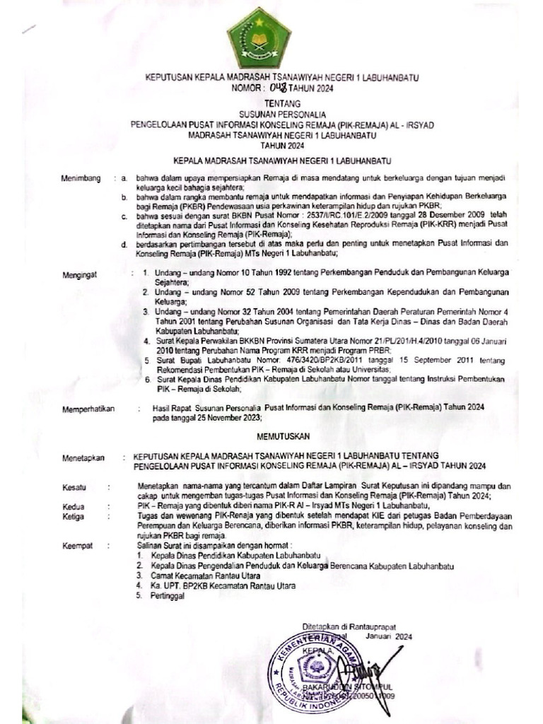 SK PIK-R AL IRSYAD | PDF