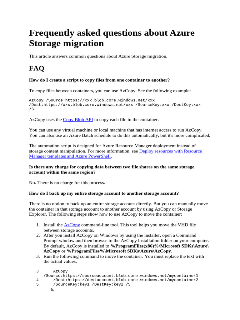 Azure Storage Migration FAQs | PDF | Computer File | Computer Data Storage