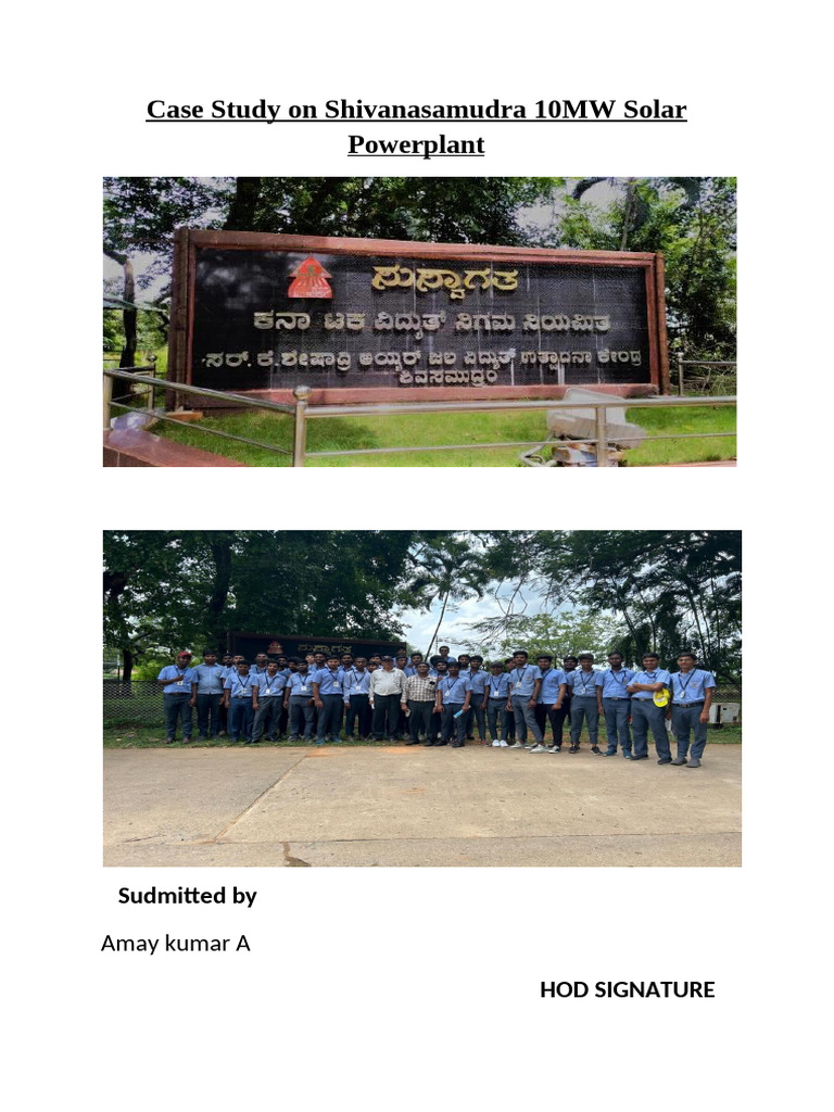 Case Study On Shivanasamudra 10MW Solar Powerplant Amay | PDF | Battery ...