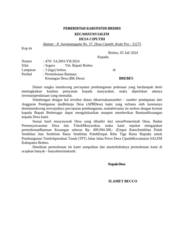 Proposal Bkd 2024 | PDF