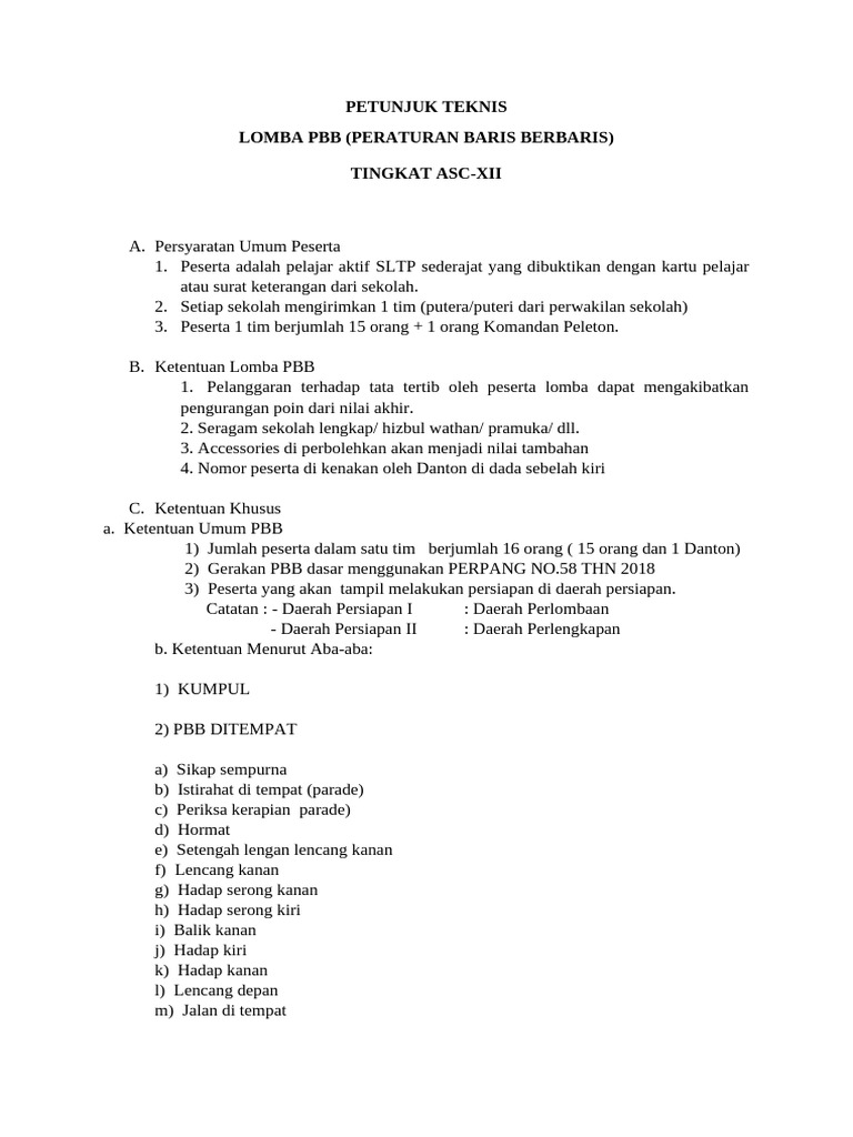 Aturan Lomba PBB Tingkat ASC-XII | PDF