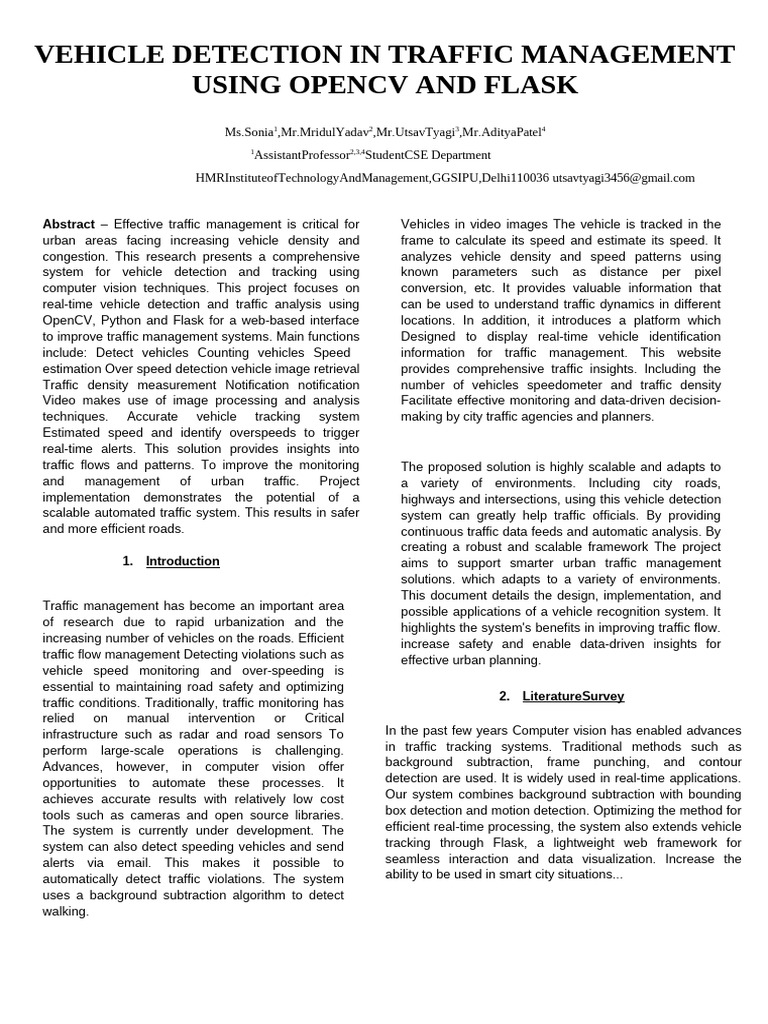 Research Paper Vehicle Detection Compressed - Docx 1 | PDF | Computing