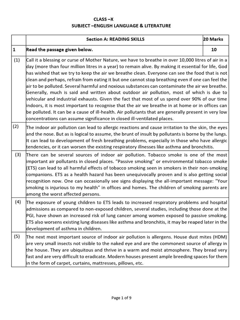 Class 10 Ws 11 | PDF | Air Pollution | Particulates
