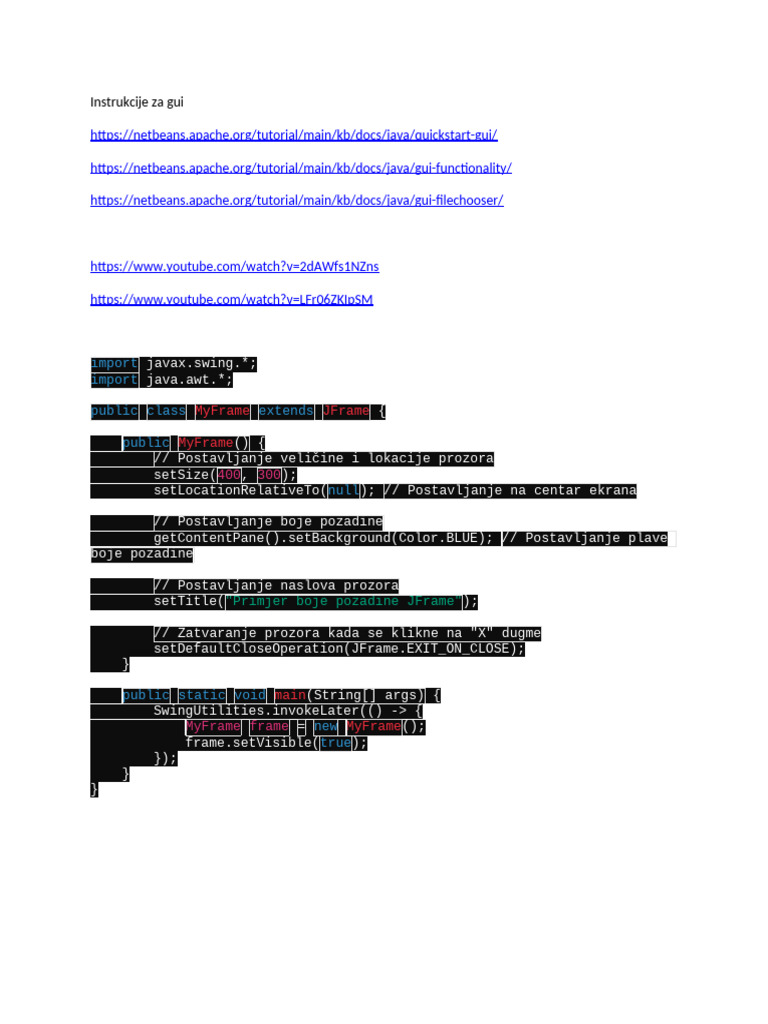 Instrukcije Za Gui | PDF