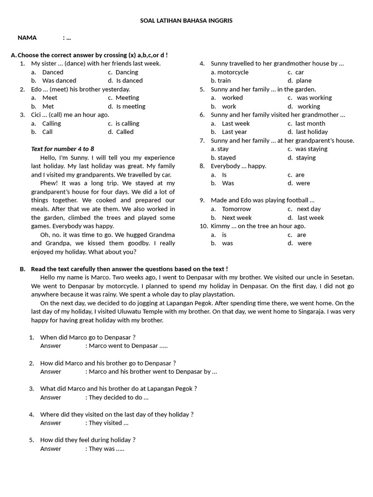 Remedial SAS Ganjil Bahasa Inggris | PDF