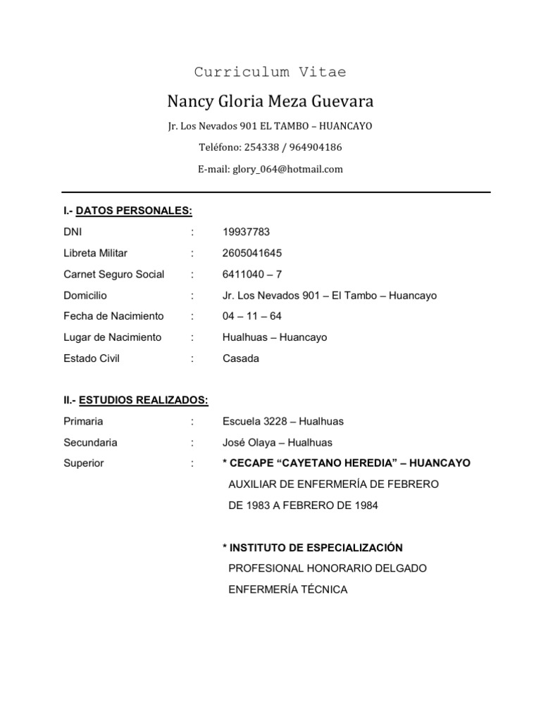 Curriculum Vitae Nancy | PDF