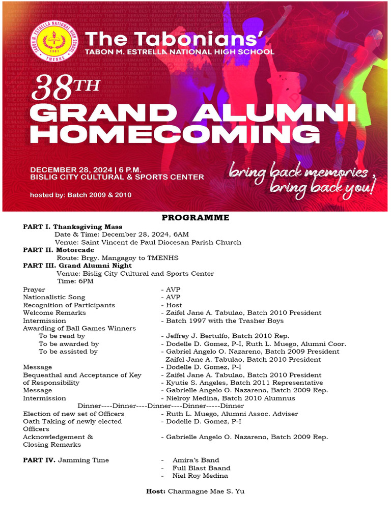 Final Alumni TMENHS Program | PDF