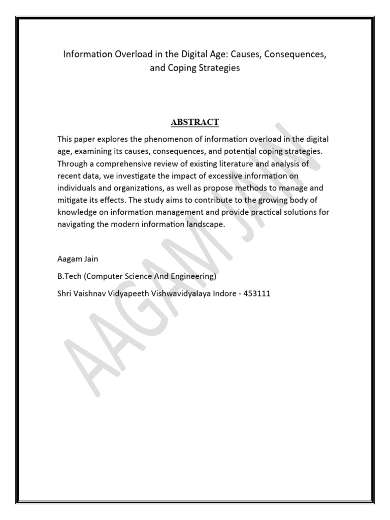 Information Overload in The Digital Age | PDF | Information Literacy ...
