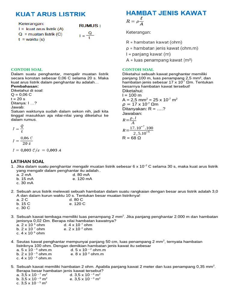 Kuat Arus Dan Hambat Jenis Kawat | PDF