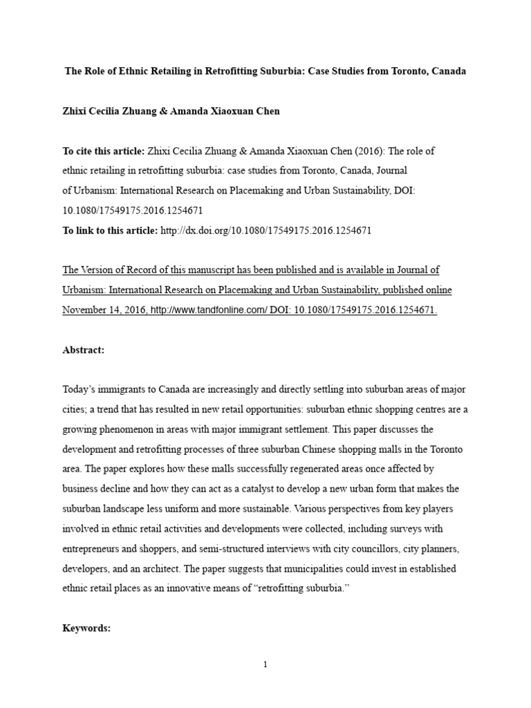 No. 3 The Role of Ethnic Retailing | PDF | Shopping Mall