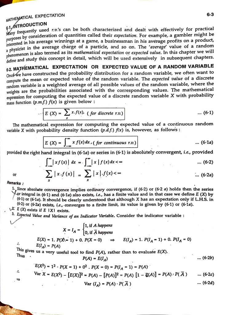 IP Unit 4 (Expectation) | PDF | Expected Value | Variance