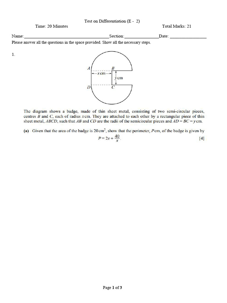 Differentiation (Exam-2) | PDF