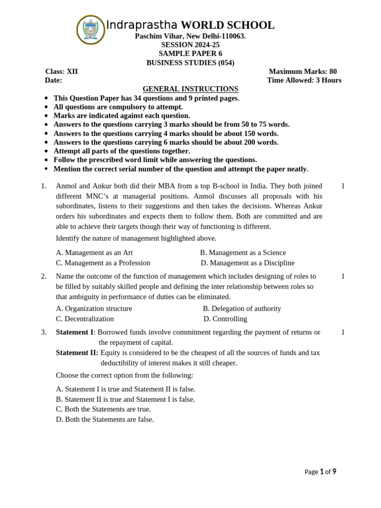 Sample paper 6 | PDF | Recruitment | Interest