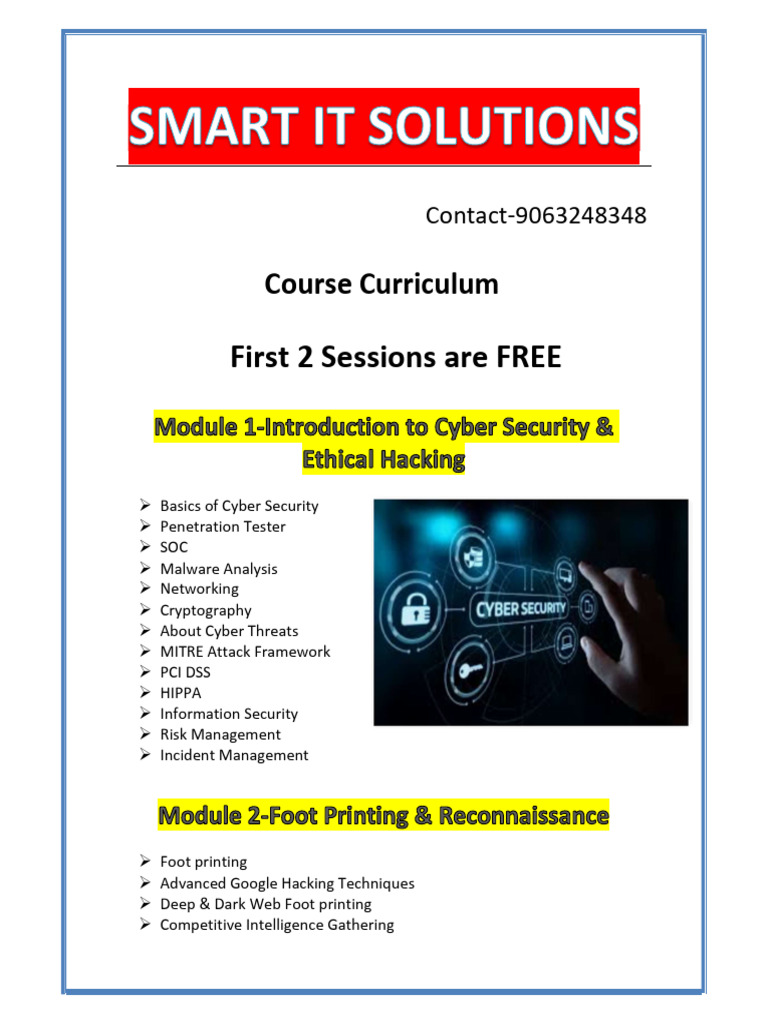 CyberSecurity Curriculum | PDF | Denial Of Service Attack | Cryptography