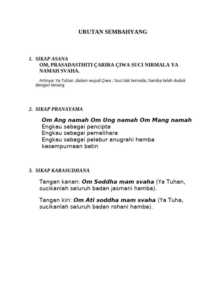 Tri Sandya Dan Panca Sembah Bhakti Sosial Kemenag | PDF