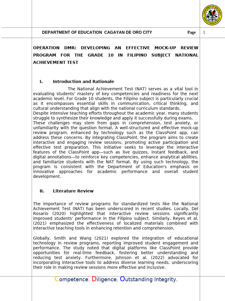 Effective Mock Review for Filipino NAT | PDF | Reading Comprehension ...