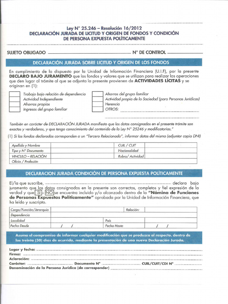 Formulario Uif Caba y Pcia | PDF