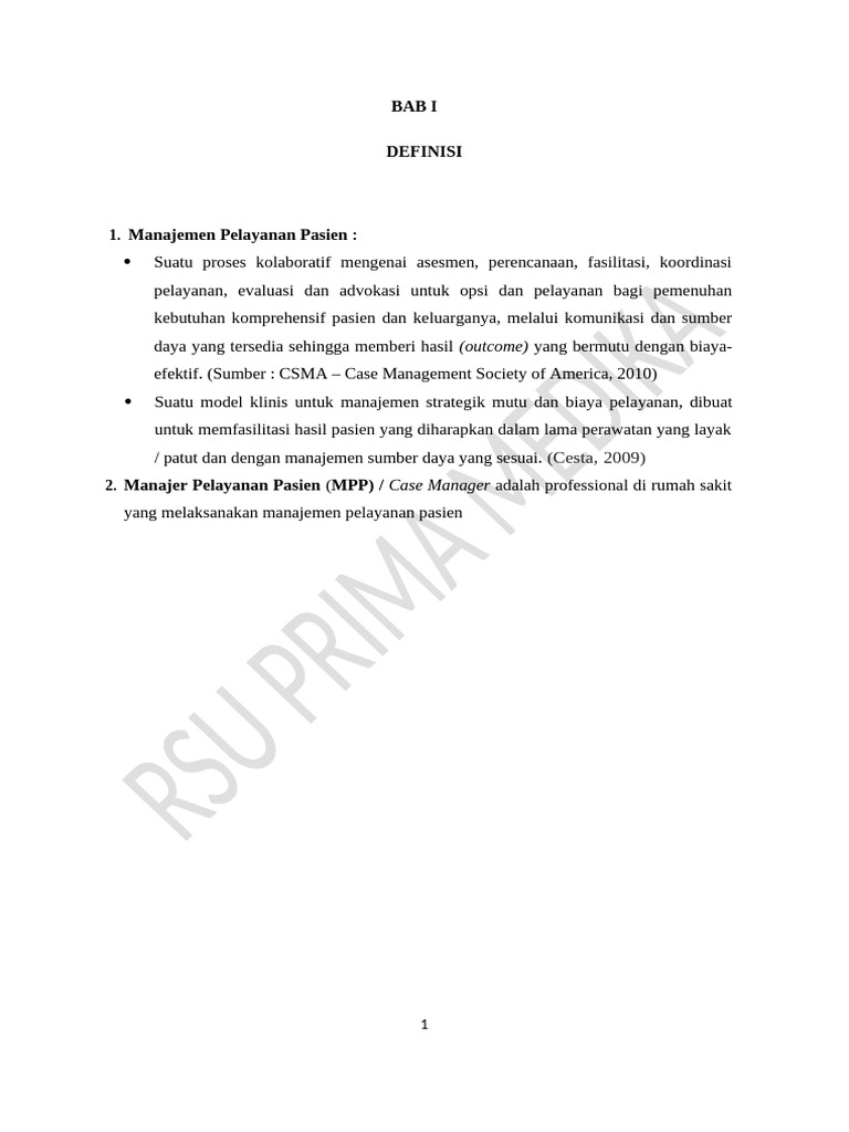 Panduan Pelaksanaan Case Manager RSPM | PDF