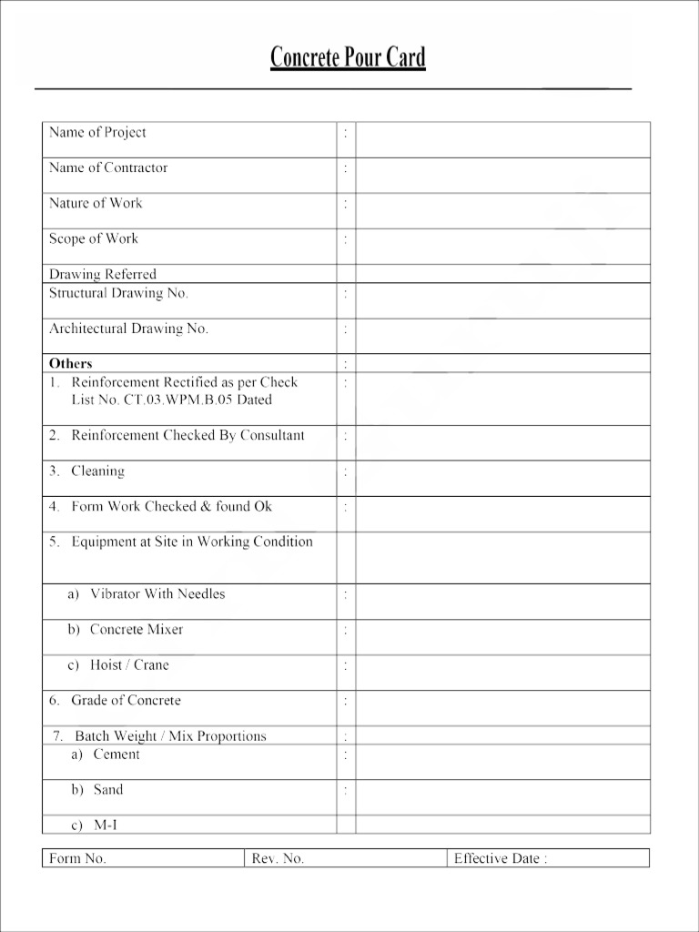 Concrete Pourcard | PDF