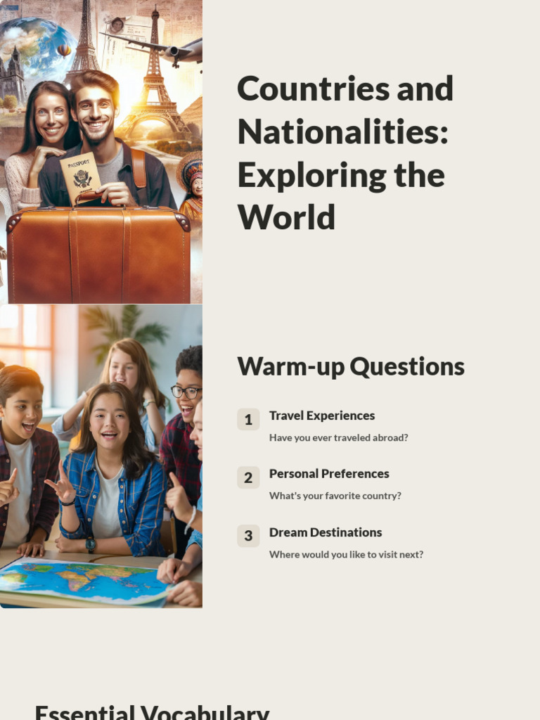 B1U1L4 Countries and Nationalities Exploring The World | PDF