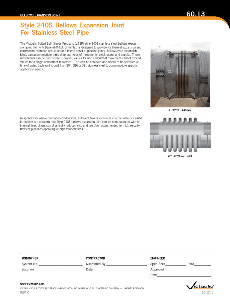 expansion bellow Victaulic | PDF | Pipe (Fluid Conveyance) | Building ...