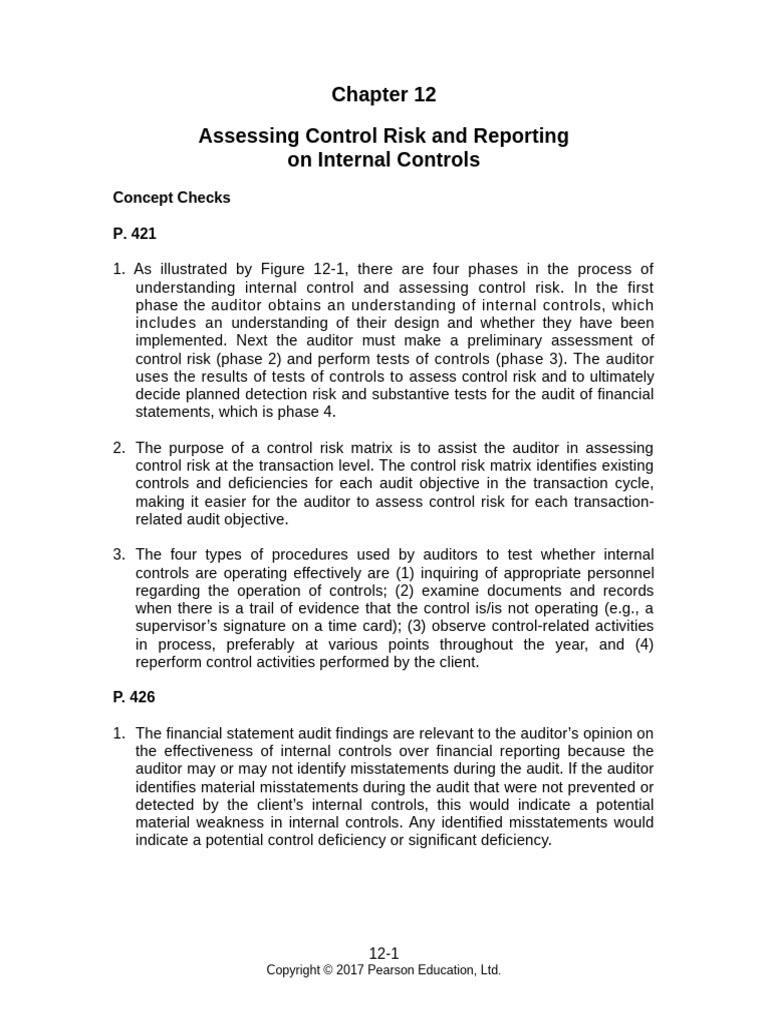 Arens Auditing16e SM 12 | PDF | Audit | Internal Control
