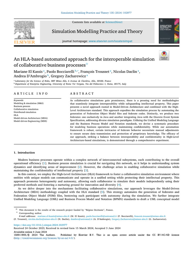 An Hla Based Automated Approach For The Interopera2024simulation Modelling Pdf Conceptual 