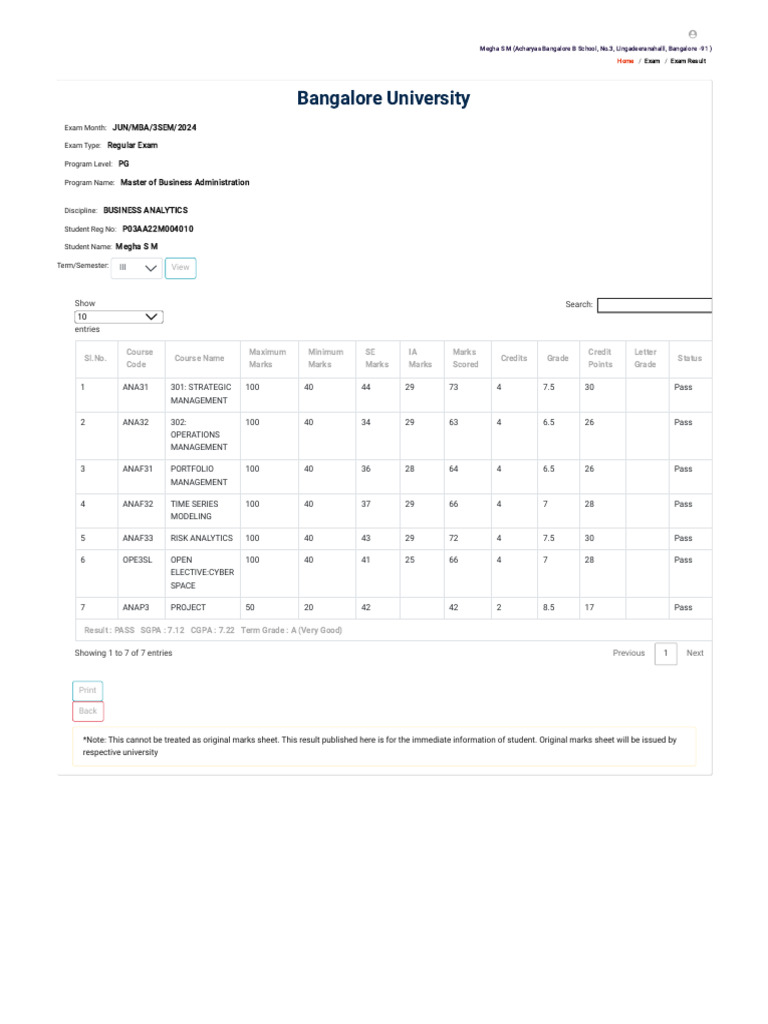 3 Rd Sem Results | PDF | Academic Degree | Qualifications