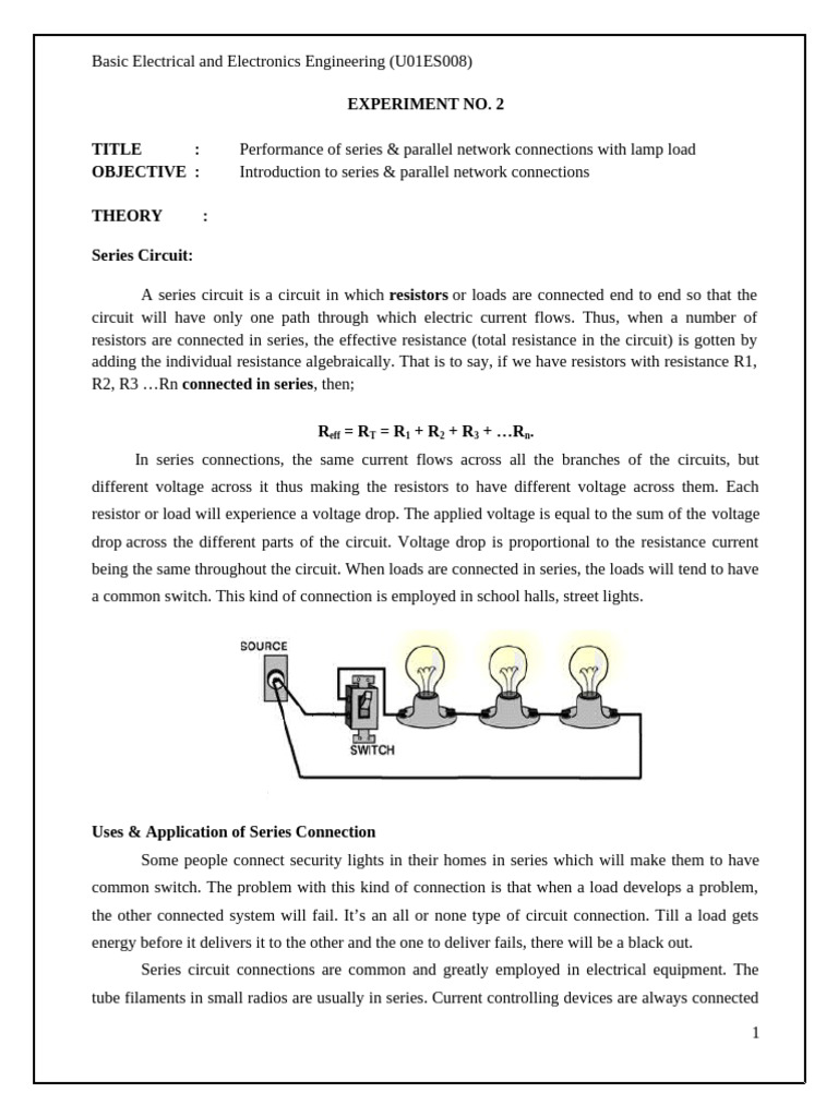 2- series and parallel connections with lamp load | PDF | Series And ...